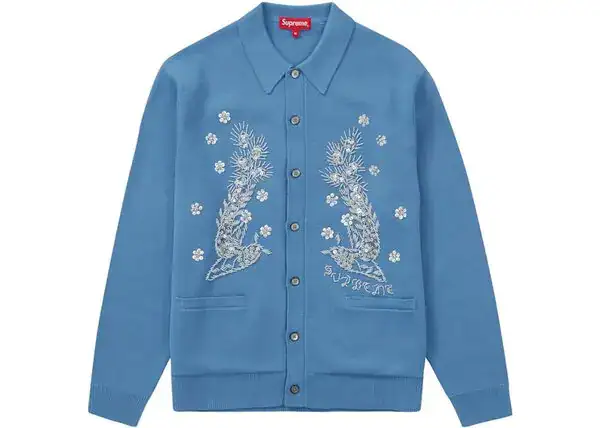 トップス Supreme Beaded Applique Cardigan Supreme Beaded Applique Cardigan - Bright Blue | Editorialist